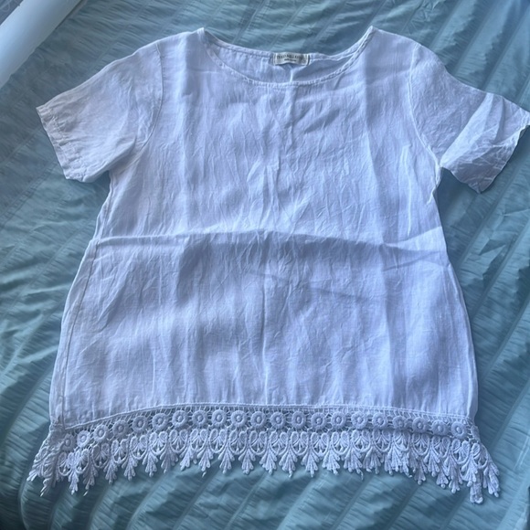 Terzo Millennio | Tops | Italian Made White Linen Top | Poshmark